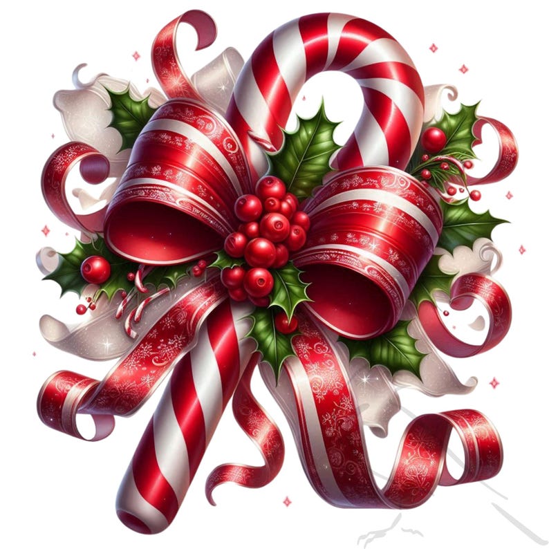 Candy Cane Christmas Clipart: Watercolor PNG Set (digital Download ...