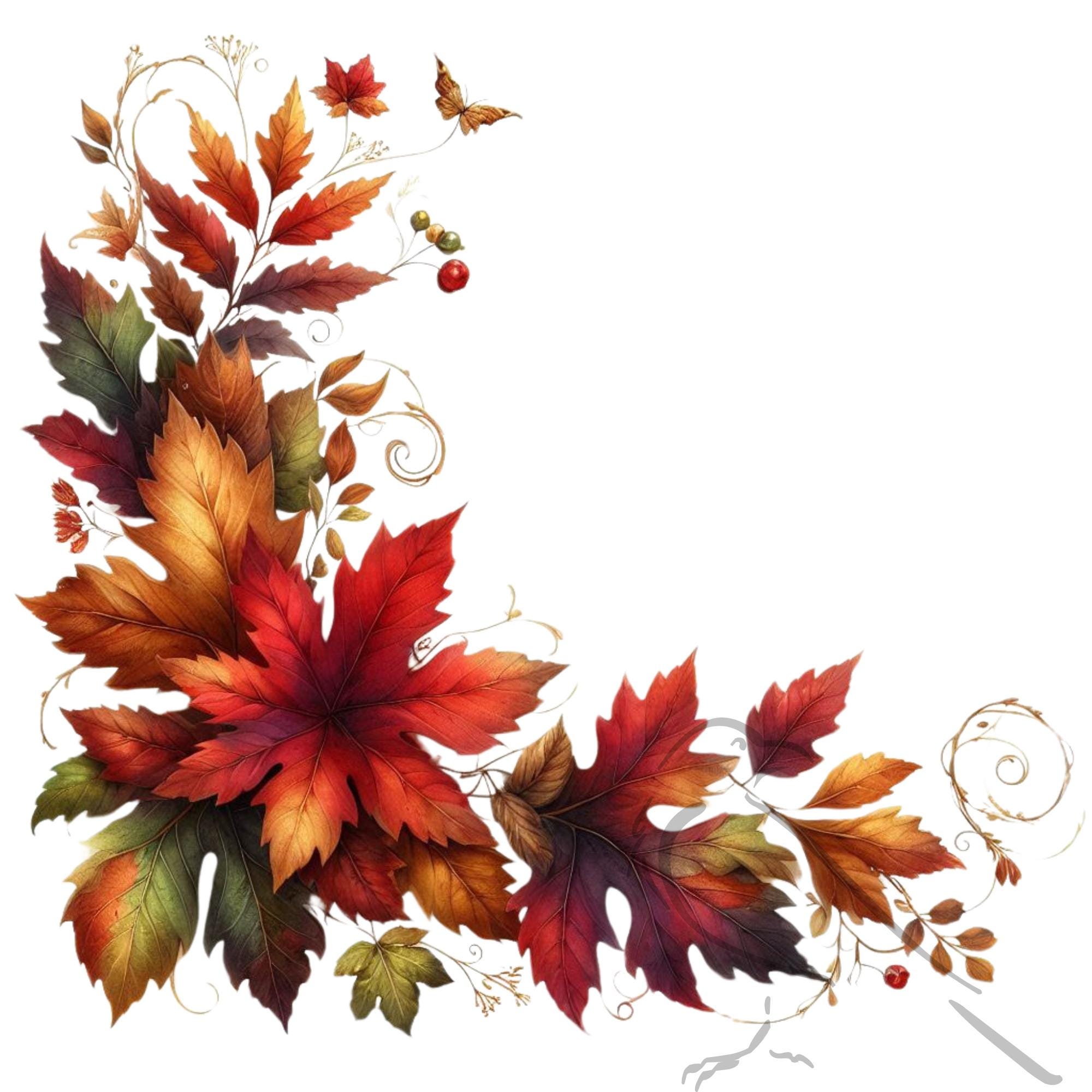Autumn Clipart, Fall PNG Images , Fall Leaves Set of 20 High-quality ...