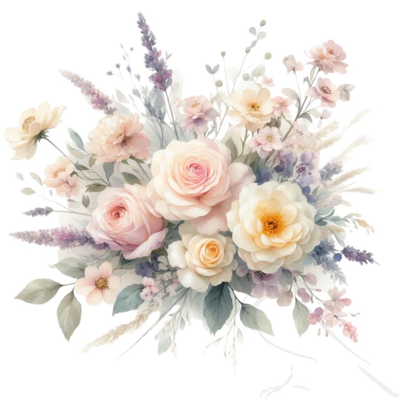 Watercolor Spring Floral Clipart: 24 Flower PNG Set (digital Download ...
