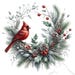 Cardinal Christmas Wreath Clipart: Watercolor Flowers (commercial Use ...