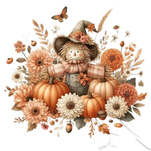Autumn Clipart, Fall PNG Images , Fall Scarecrow Set of 18 High-quality ...