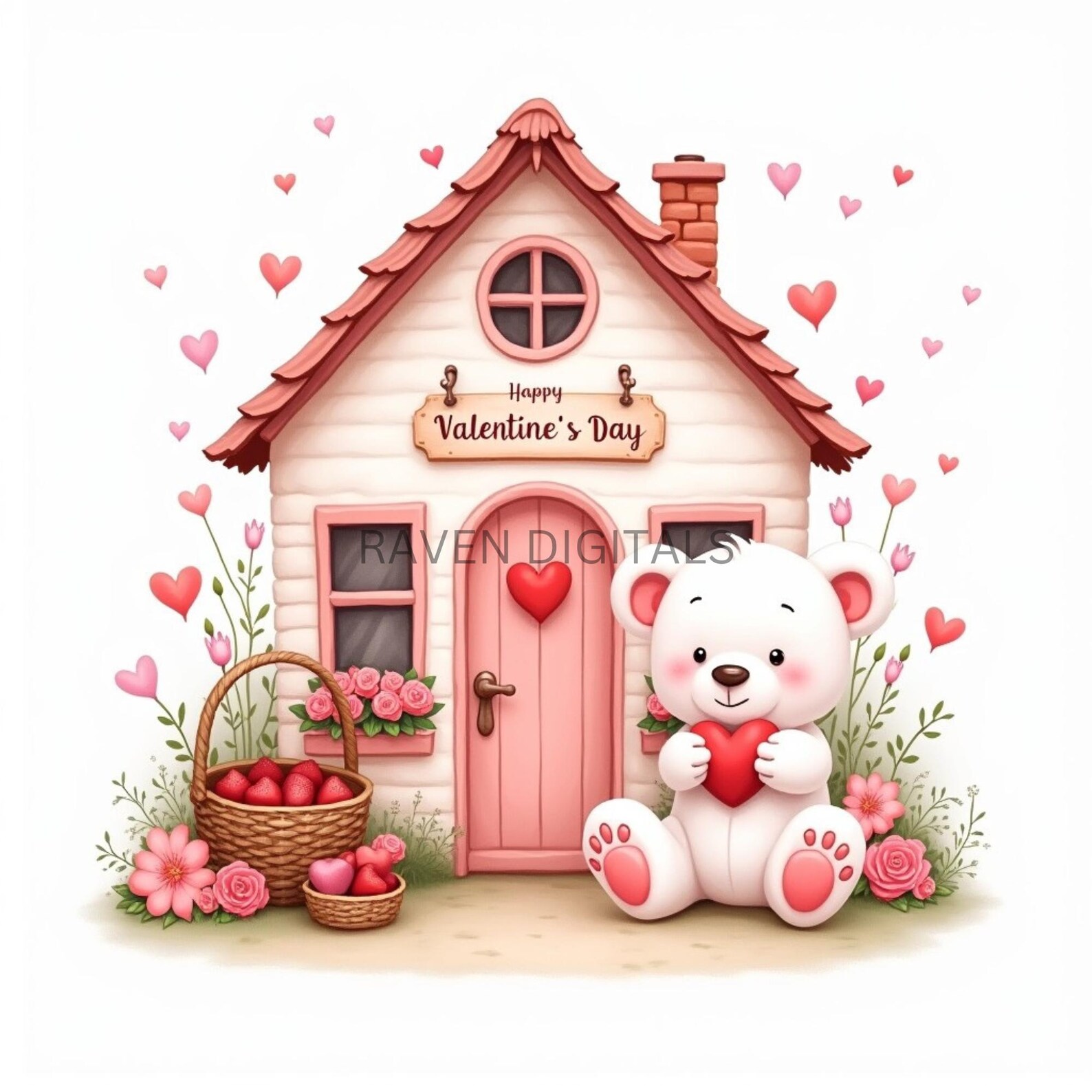 Adorable Valentine Clipart PNG Bundle With Sweet Bears Perfect for DIY ...