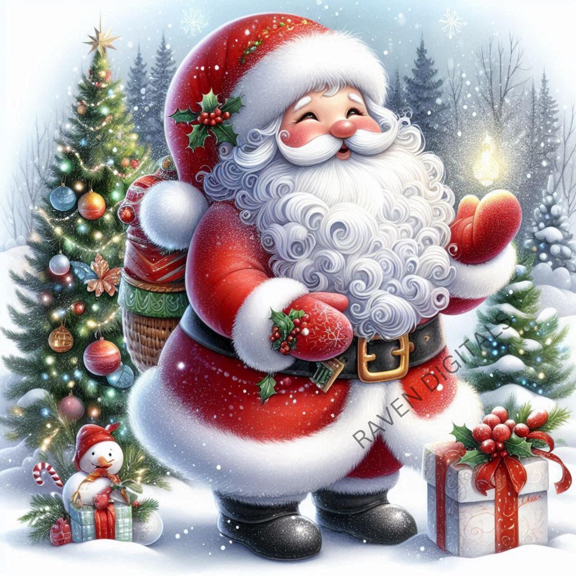 Christmas Clipart, Santa Clause PNG, North Pole, Watercolor Christmas ...