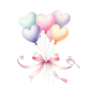 Watercolor Heart Balloons Clipart: Pastel PNG Set (digital Download) - Etsy