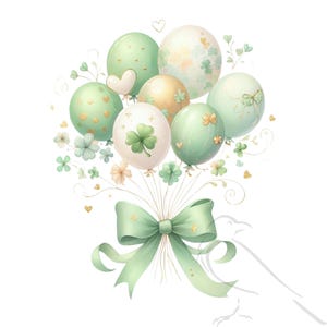 Balloons Clipart, St. Patrick's Day Clipart, 16 PNG Files Commercial ...