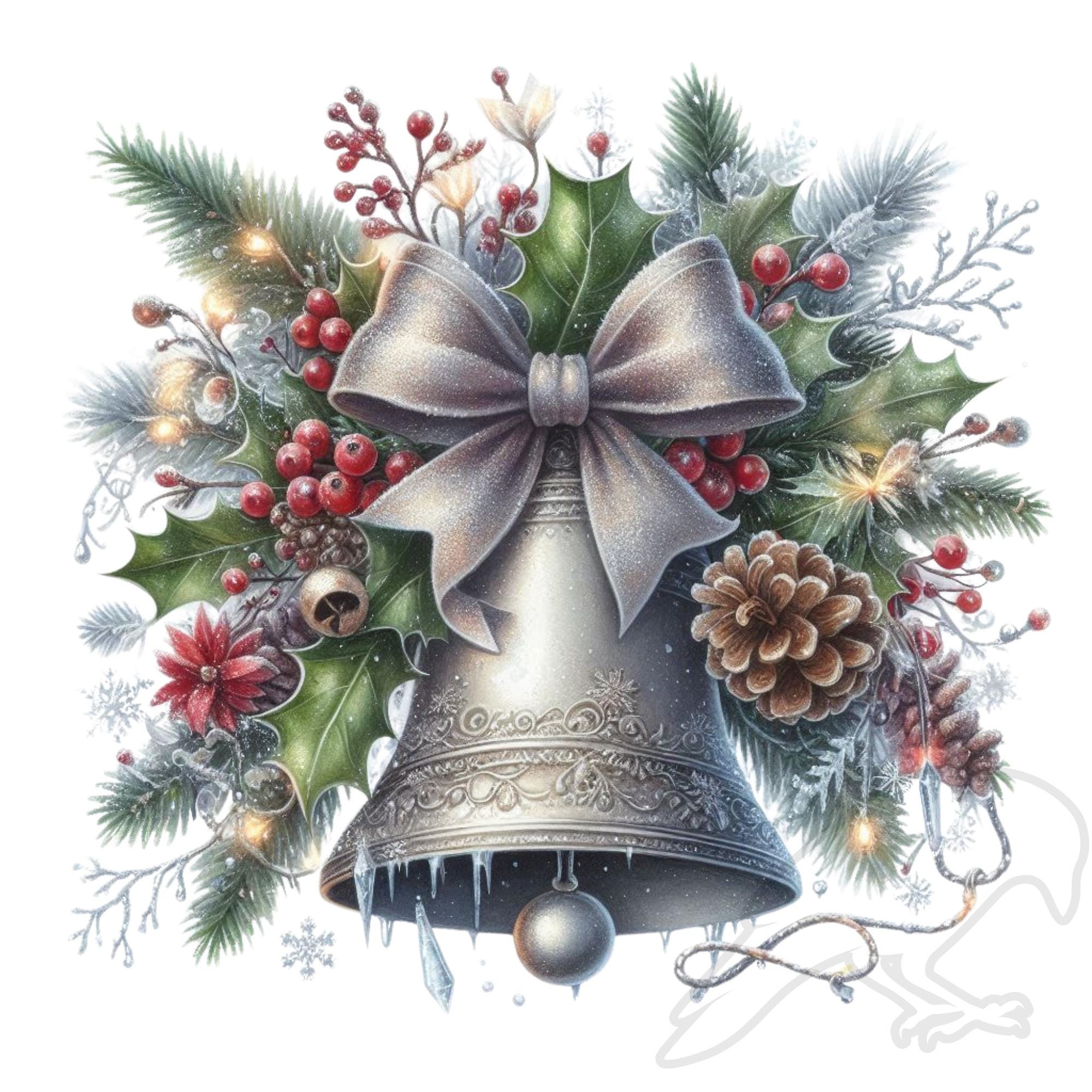 Christmas Clipart, Festive Bell PNG Holiday Clipart, Set of 14 ...