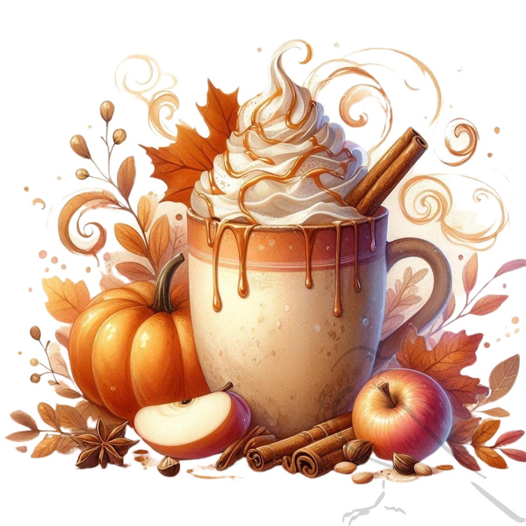 Autumn Clipart, Fall PNG Images , Pumpkin Spice Set of 14 High-quality ...