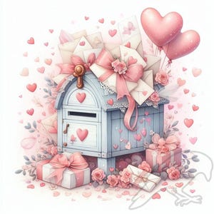 Pastel Watercolor Valentine Clipart: Love Letters & Hearts (PNG) With ...