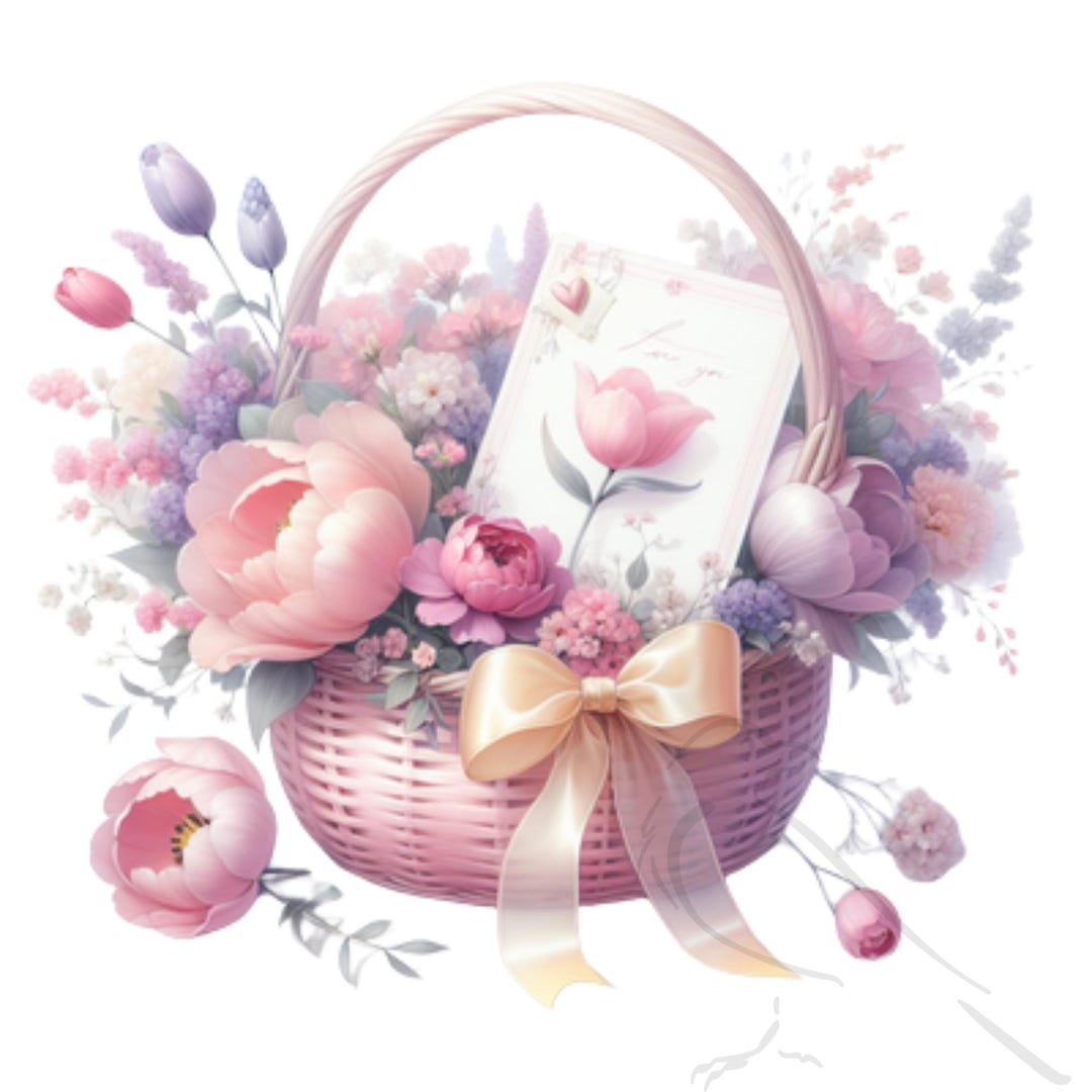 Mother's Day Clipart Set - Floral Basket 25 Images, Instant Download ...