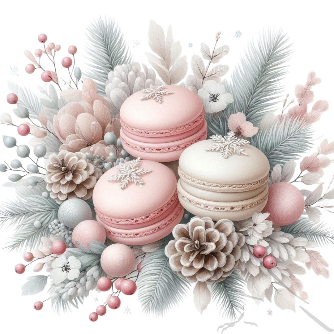 Christmas Macaroon Clipart: Watercolor Cookie PNG Set (commercial Use ...