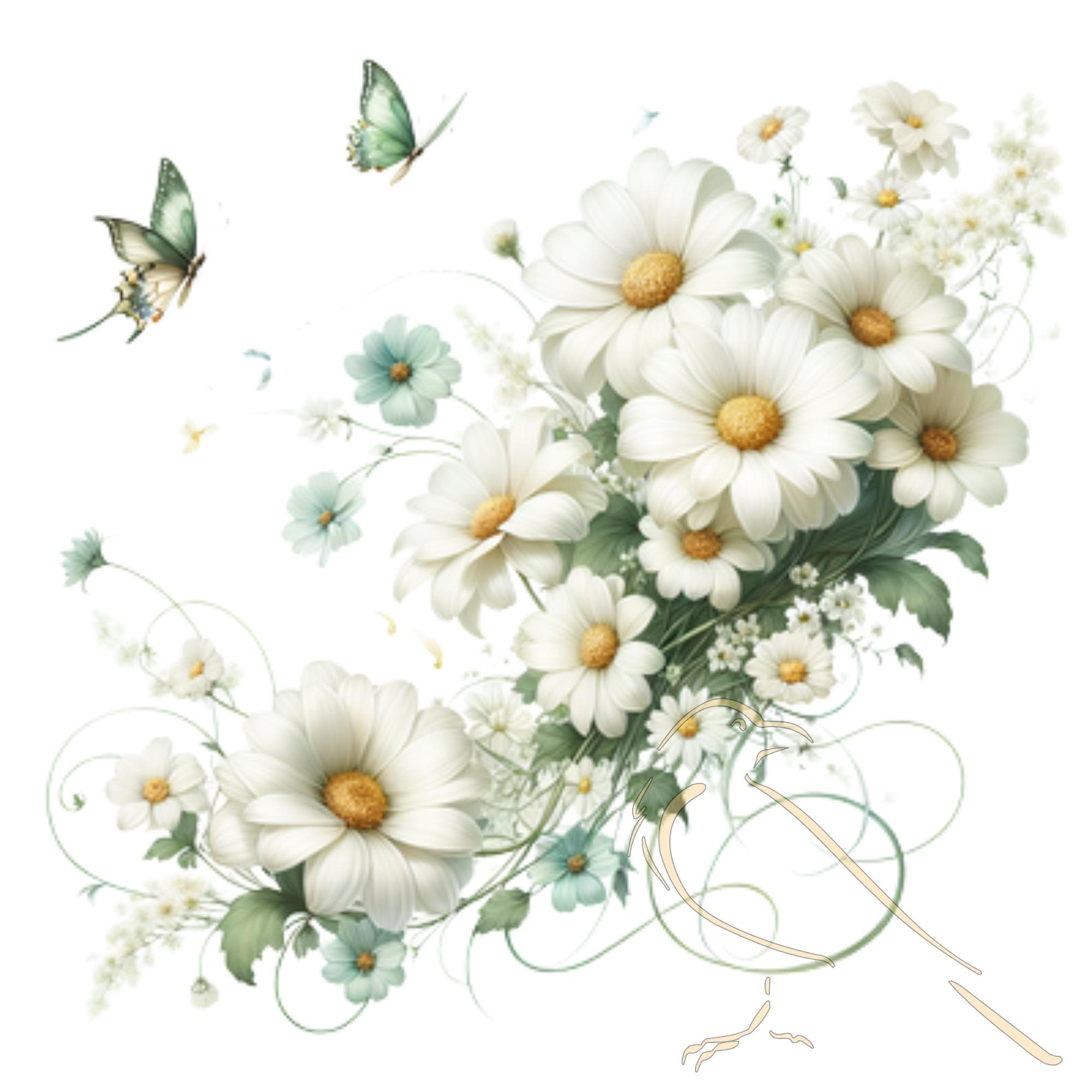 Spring Daisies Watercolor Flowers PNG Set - 13 Floral Designs ...