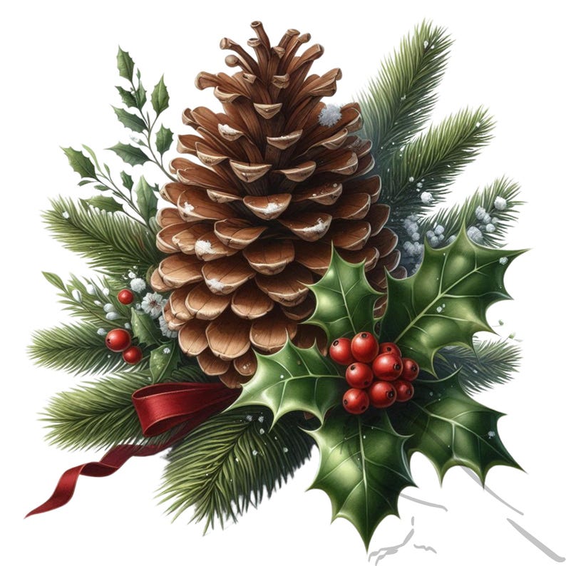 Christmas Clipart, Christmas Pinecone PNG, 24 Commercial Use Designs ...