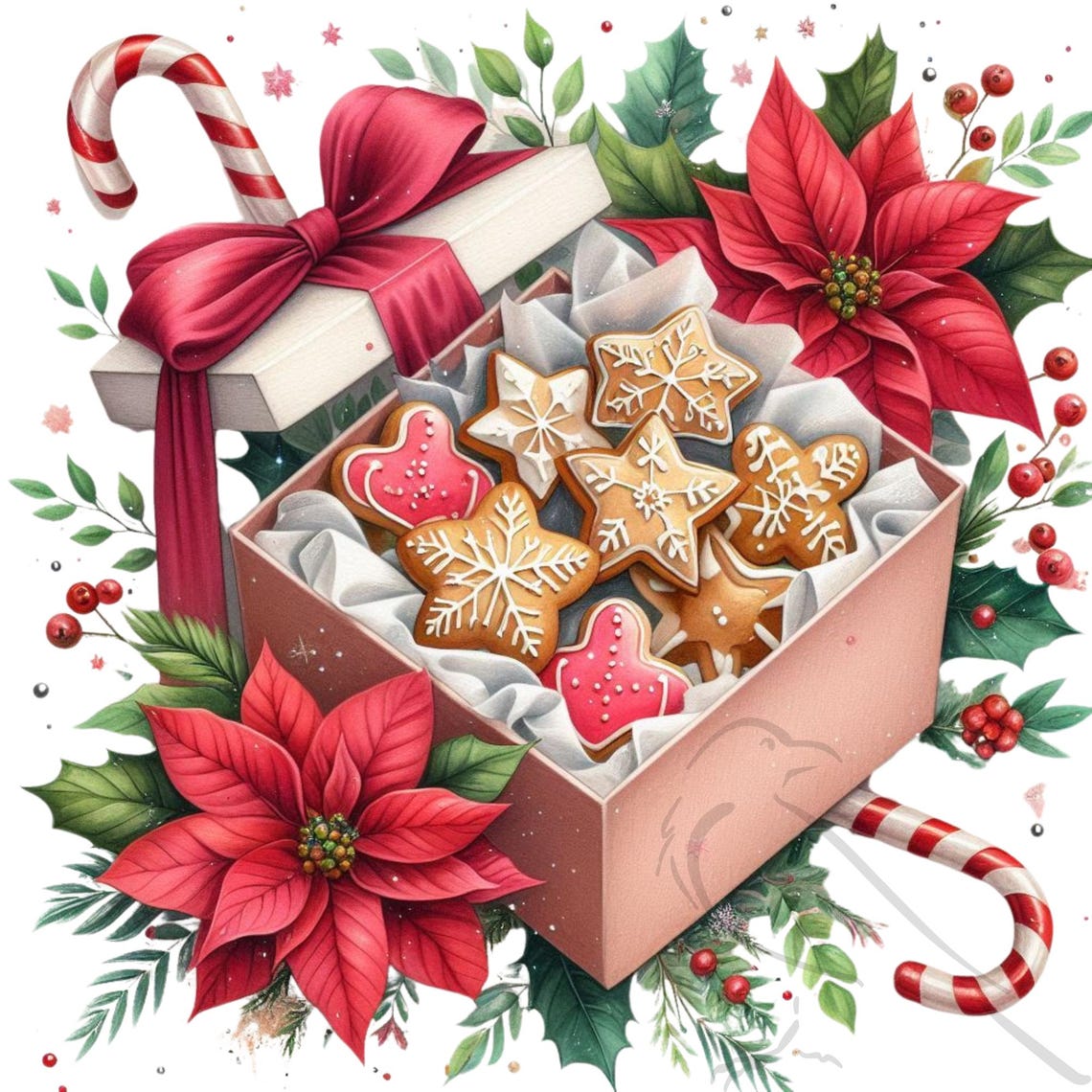 Watercolor Christmas Cookies Clipart: Festive PNG Set (digital Download ...