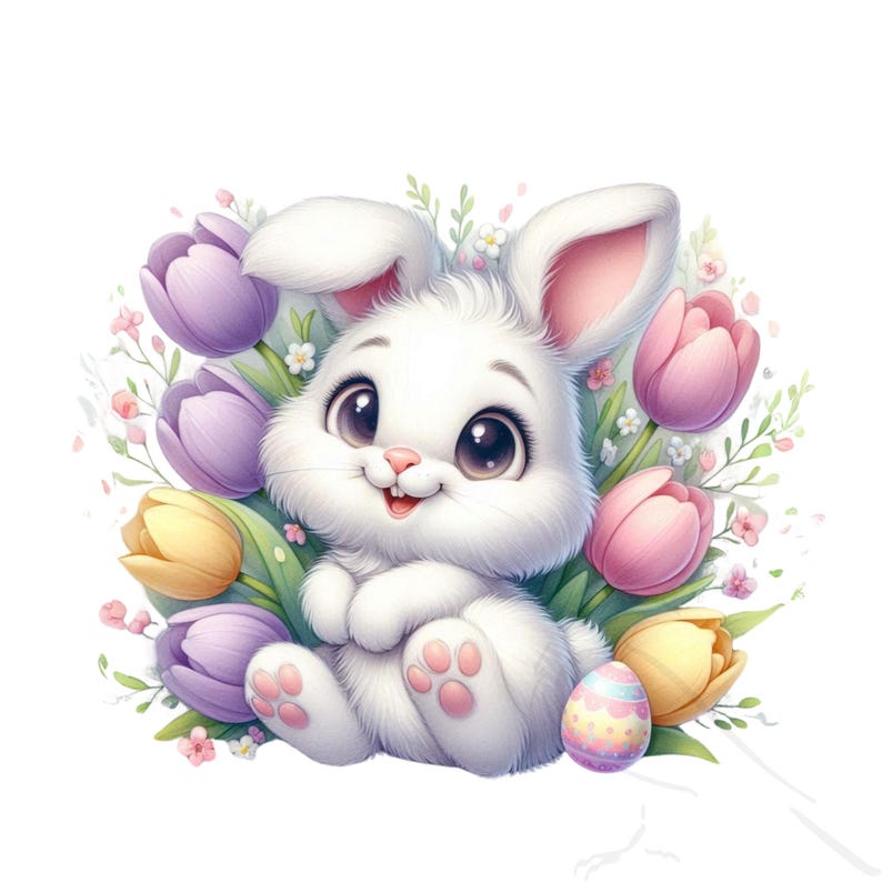 Tulip Bunny Clipart, Easter Bunny, Commercial Use (set of 12) - Etsy