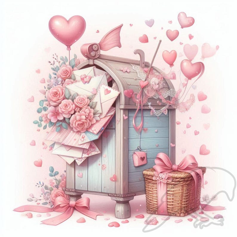Pastel Watercolor Valentine Clipart: Love Letters & Hearts (PNG) With ...