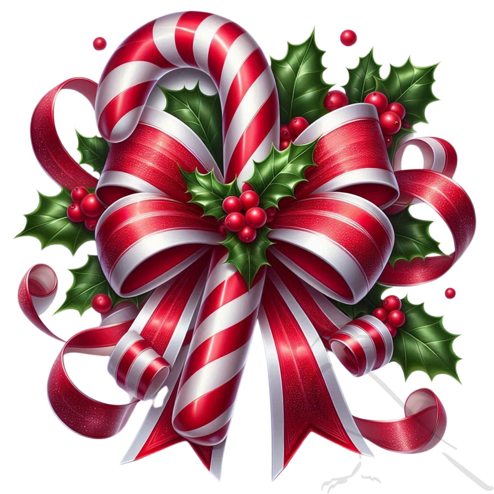 Candy Cane Christmas Clipart: Watercolor PNG Set (digital Download ...