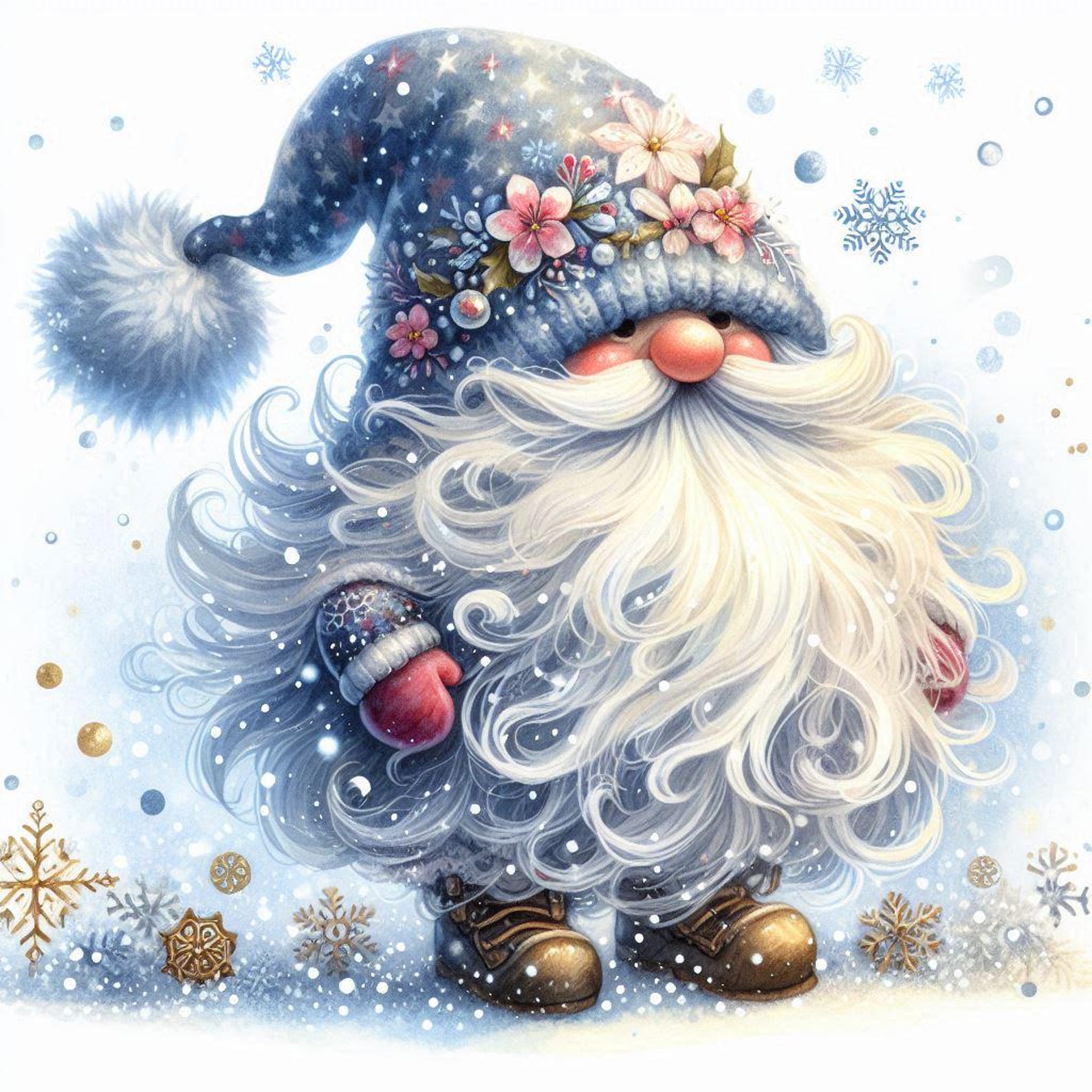 Winter Gnome, Gnome Clipart, Watercolor Gnome Clipart, Winter Holiday ...
