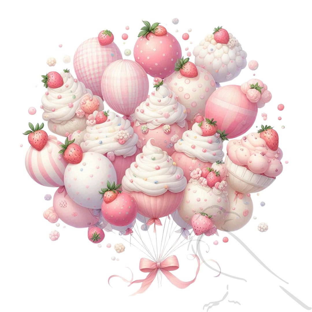 Strawberry Shortcake Balloons PNG: Birthday Party Decor (set of 16 ...