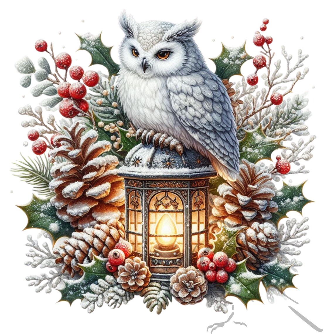 Christmas Clipart, Winter Owl PNG Holiday Clipart, Set of 16 ...