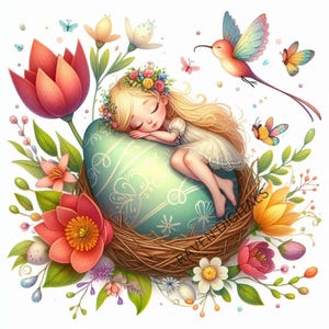 Watercolor Fairies PNG Set, Easter Fairies, Easter Clipart, Commercial ...
