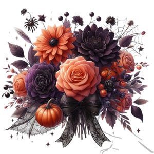 Halloween Clipart, Halloween PNG Images, Floral Bouquet Clipart Set of ...