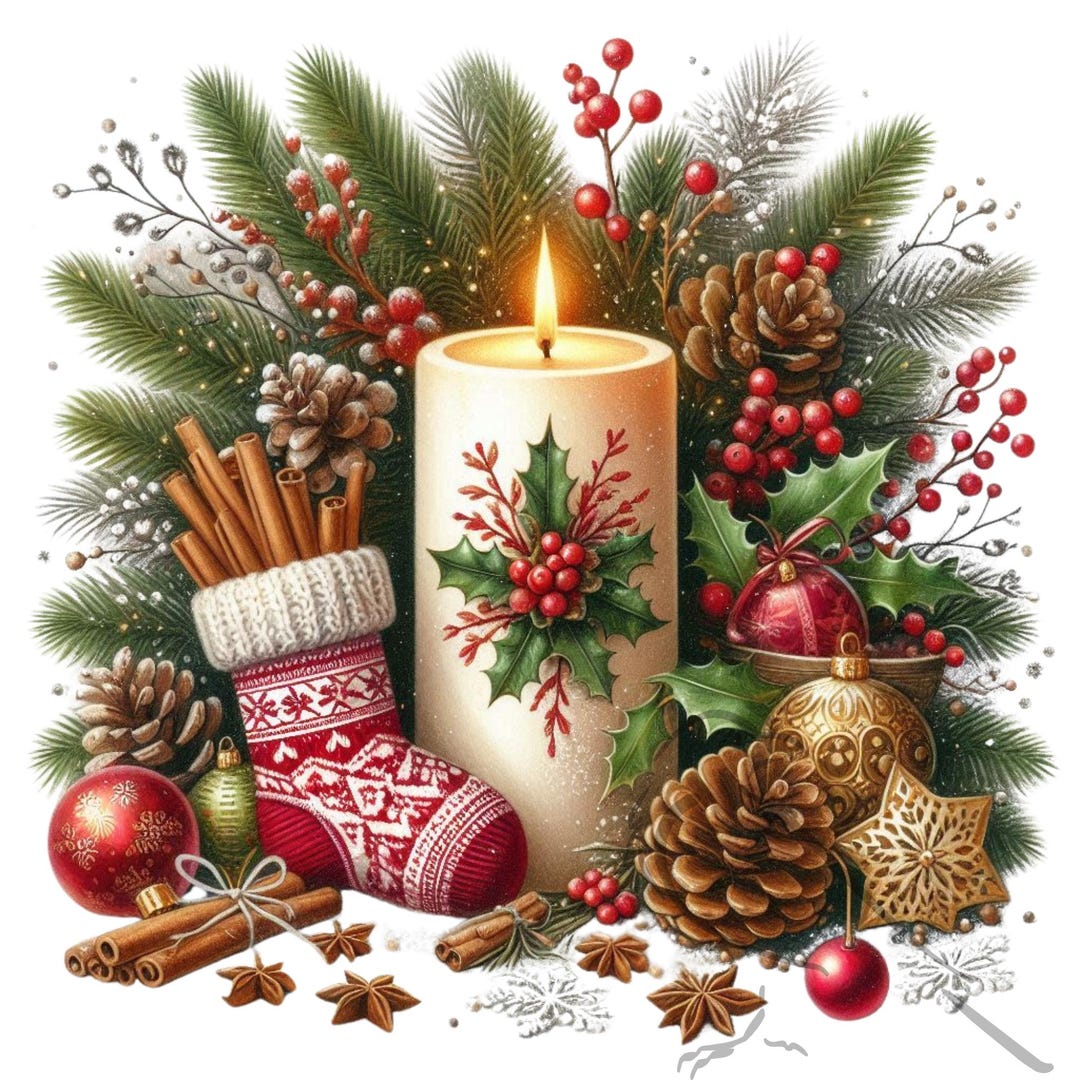 Christmas Clipart, PNG Holiday Clipart, Set of 14 Transparent - Etsy