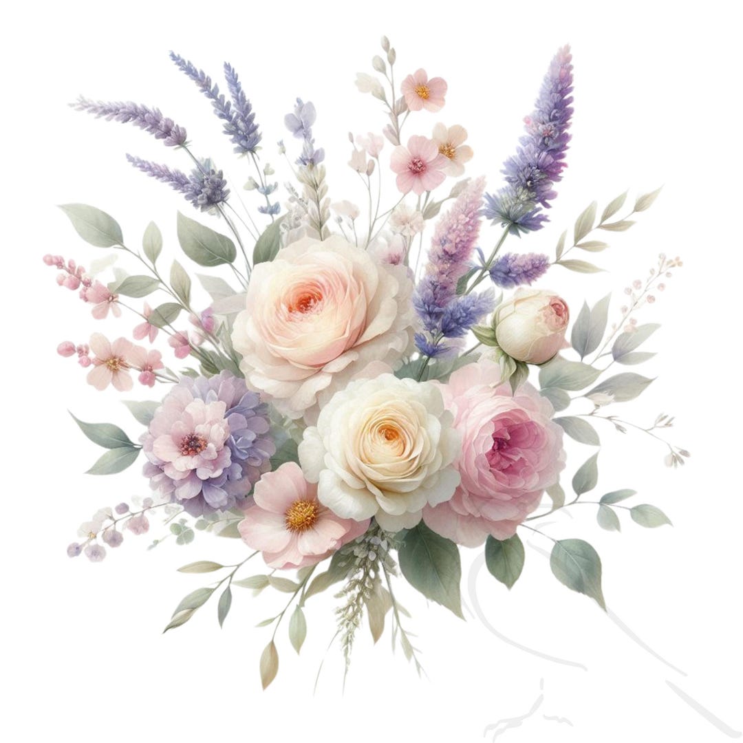 Watercolor Spring Floral Clipart: 24 Flower PNG Set (digital Download ...