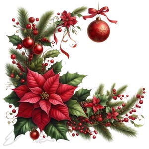 Christmas Clipart PNG, Floral Clipart, Poinsettia Florals, 10 ...