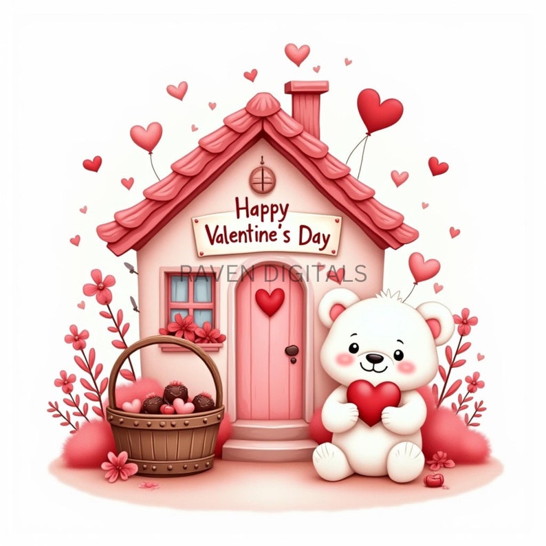 Adorable Valentine Clipart PNG Bundle With Sweet Bears Perfect for DIY ...