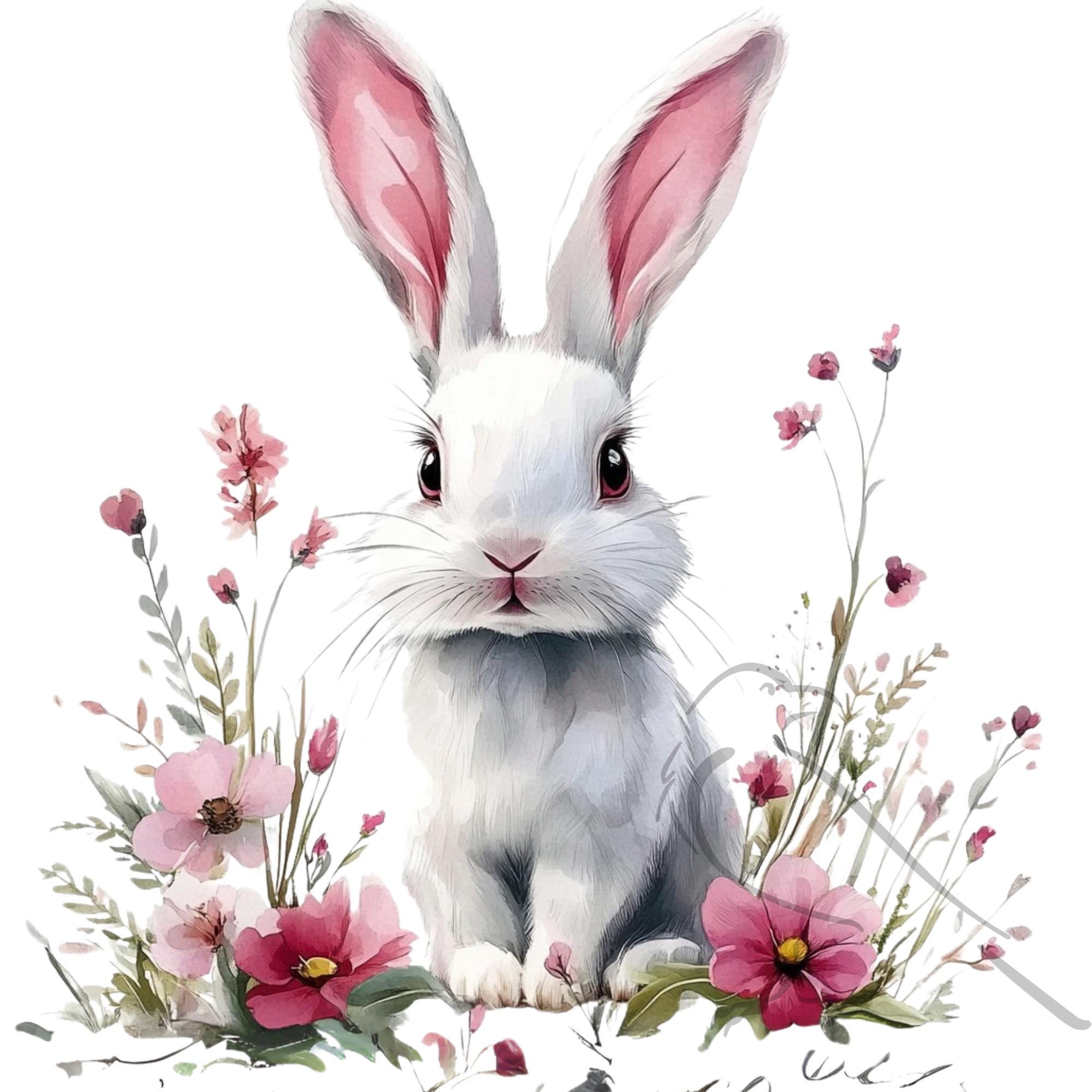 Easter Egg Bunny Watercolor Flowers Bundle - PNG Clipart Set of 20 ...