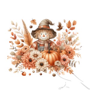 Autumn Clipart, Fall PNG Images , Fall Scarecrow Set of 18 High-quality ...