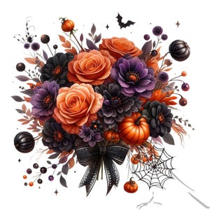 Halloween Clipart, Halloween PNG Images, Floral Bouquet Clipart Set of ...