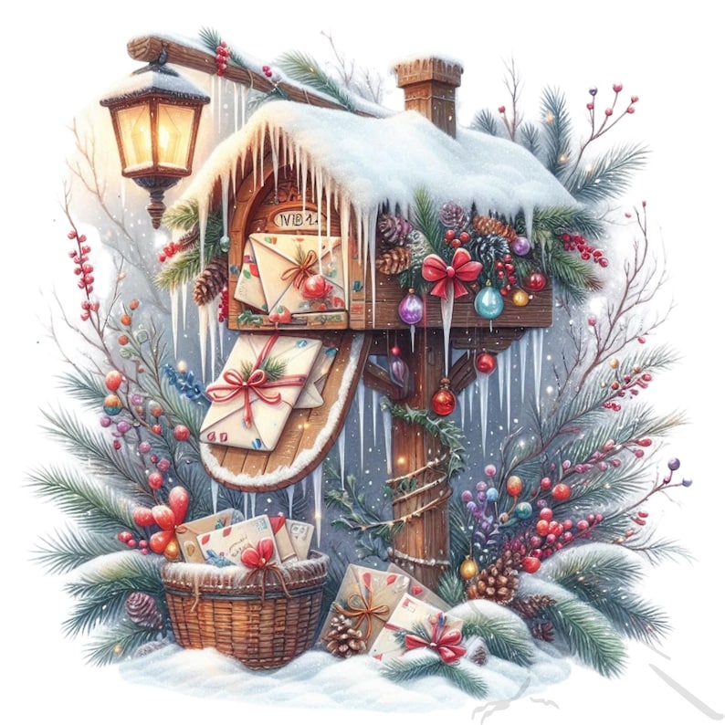Christmas Clipart PNG, Festive Winter, Watercolor Holiday Art, Set of ...