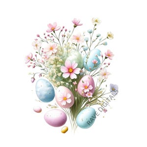 Easter Eggs Bundle - 24 PNG Clipart Set, Happy Easter Designs ...