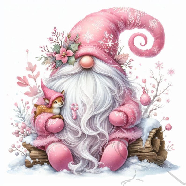 Pink Christmas Gnome Clipart: Holiday PNG Designs (digital Download ...