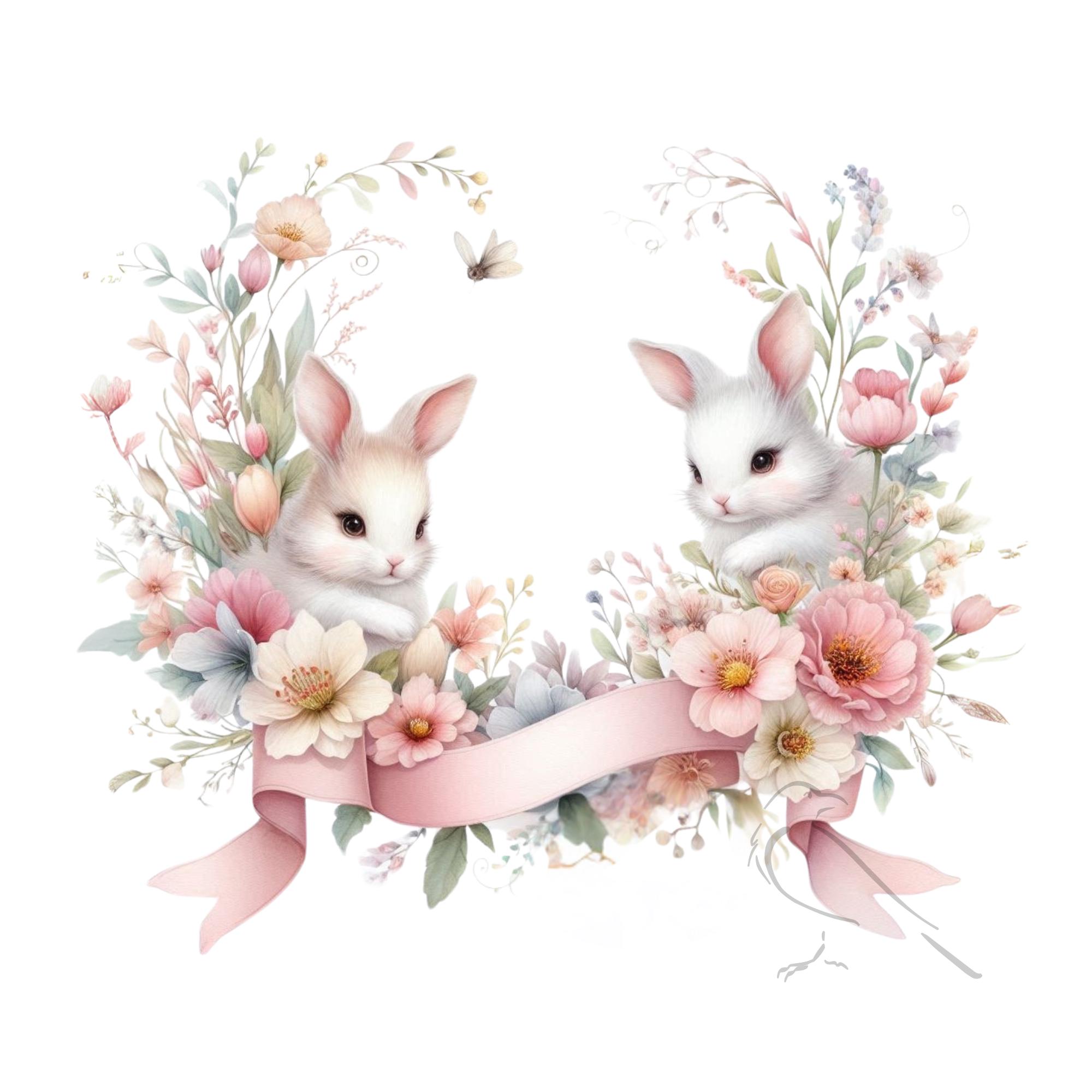 Easter Bunny Clipart Set of 19 - Happy Easter Designs for Commercial ...