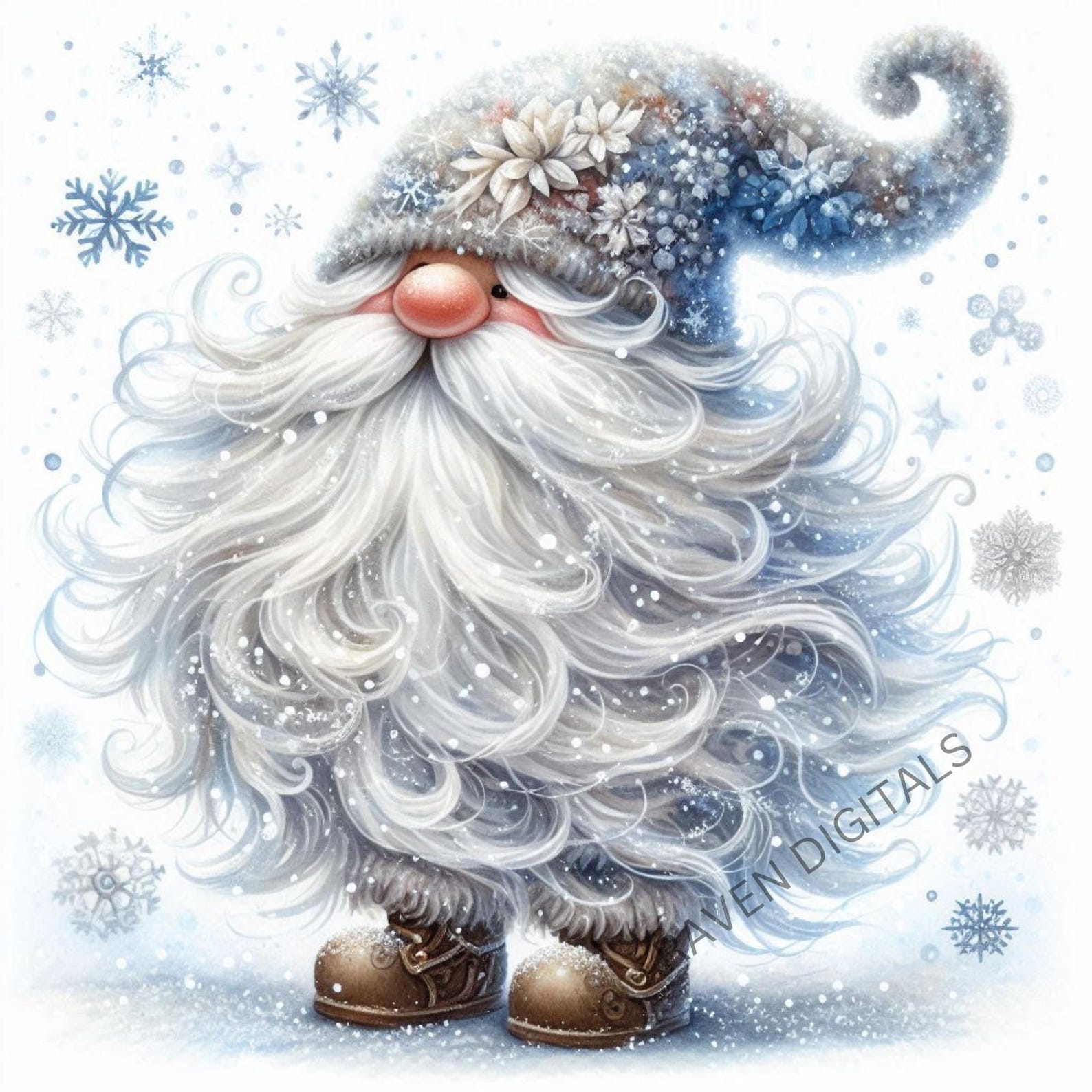 Winter Gnome, Gnome Clipart, Watercolor Gnome Clipart, Winter Holiday ...