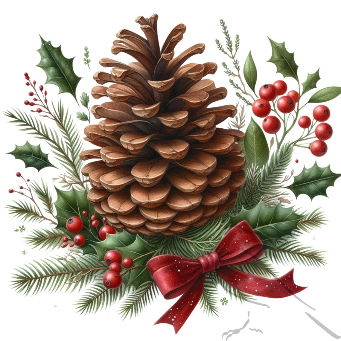 Christmas Clipart, Christmas Pinecone PNG, 24 Commercial Use Designs ...