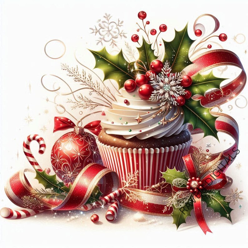 Christmas PNG, Christmas Clipart, Cupcakes, Strawberry, High Resolution ...