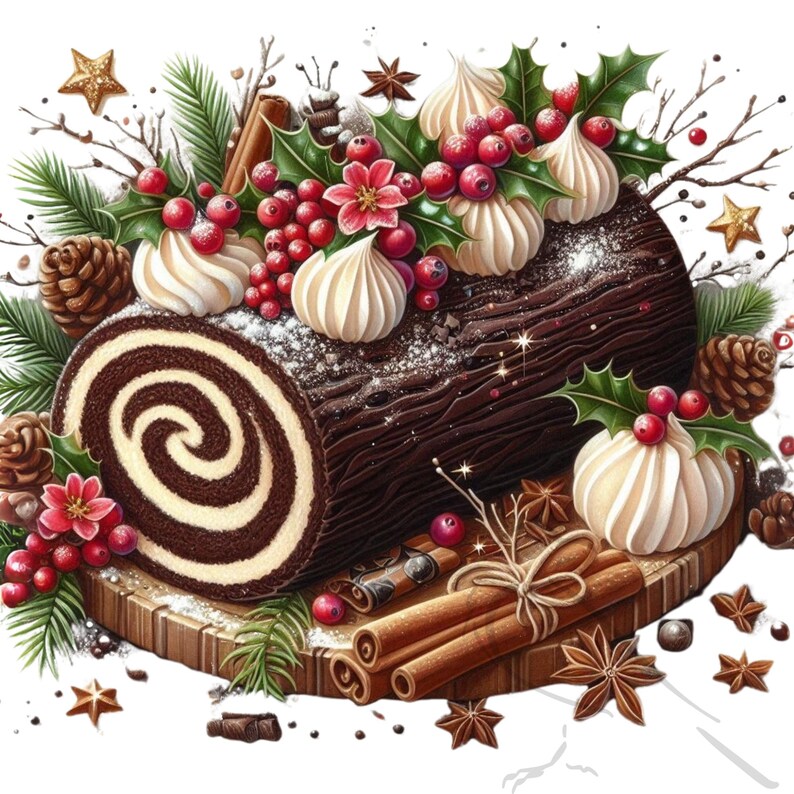 Christmas Clipart, Yule Log, High Resolution- Set of 12 Transparent - Etsy
