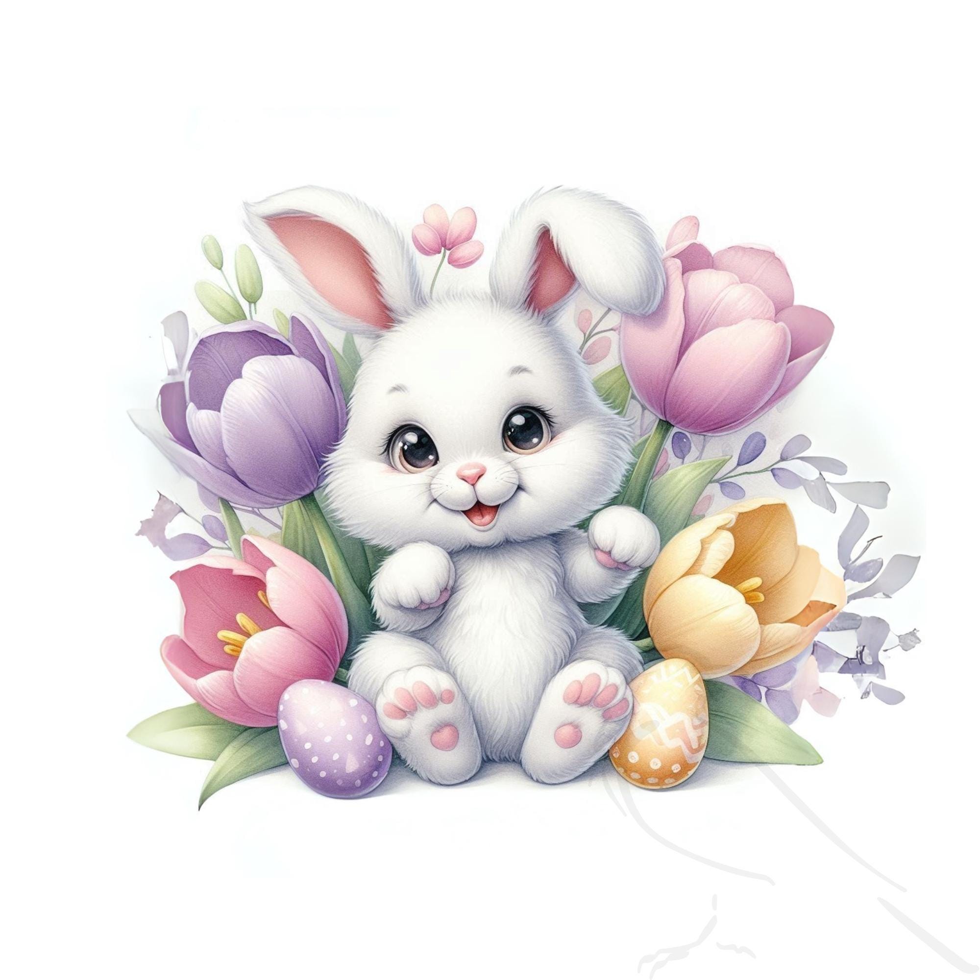 Tulip Bunny Clipart, Easter Bunny, Commercial Use (set of 12) - Etsy