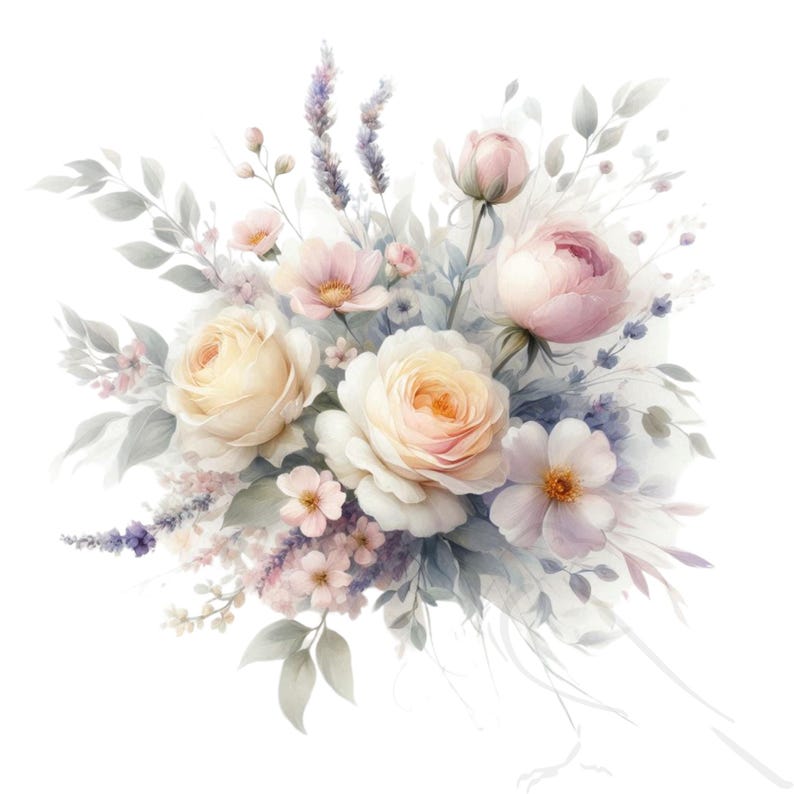 Watercolor Spring Floral Clipart: 24 Flower PNG Set (digital Download ...