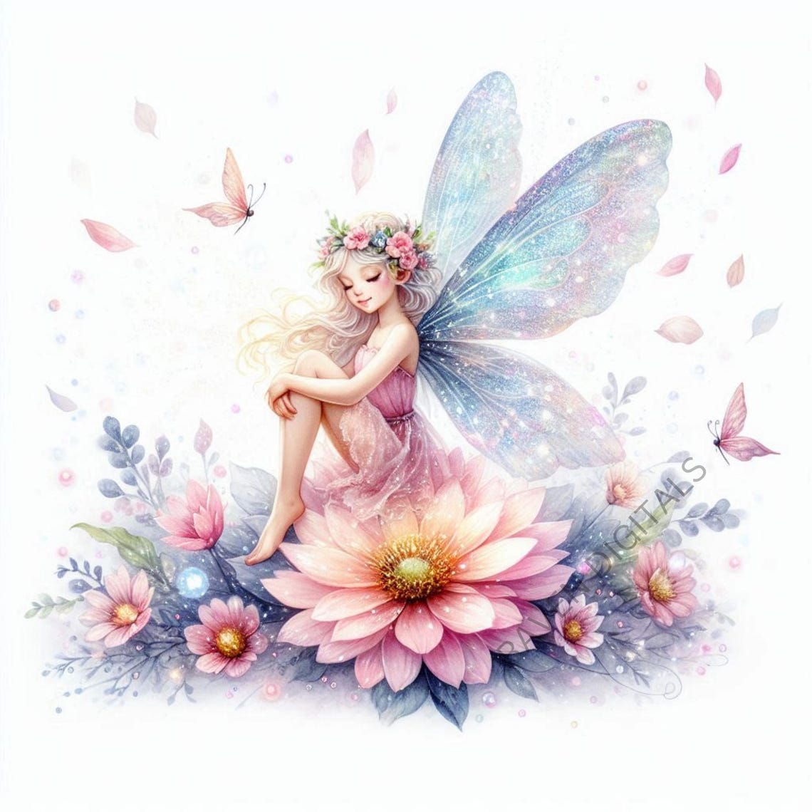 Watercolor Floral Fairy Clipart: Whimsical PNG Files (with Background ...