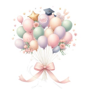 Grad Clipart, Watercolor Graduation Clipart, Balloon Grad PNG Set of 9 ...