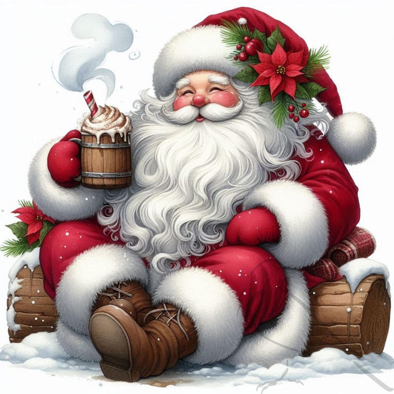 Santa Claus, Christmas PNG, North Pole, Watercolor Christmas, 20 High ...