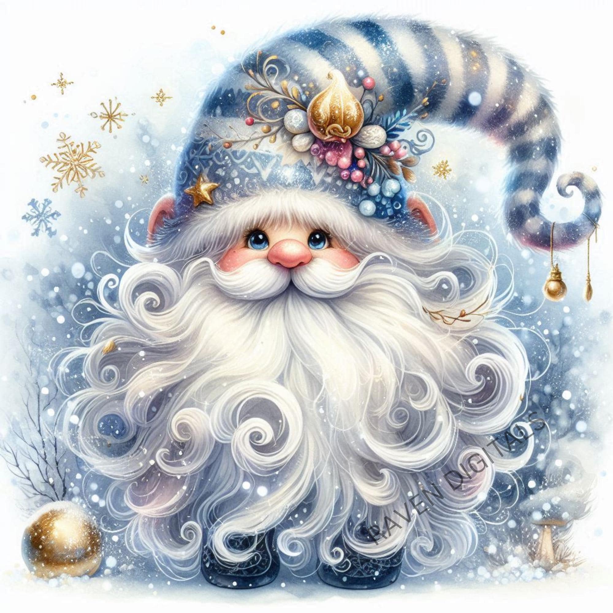 Winter Gnome, Gnome Clipart, Watercolor Gnome Clipart, Winter Holiday ...