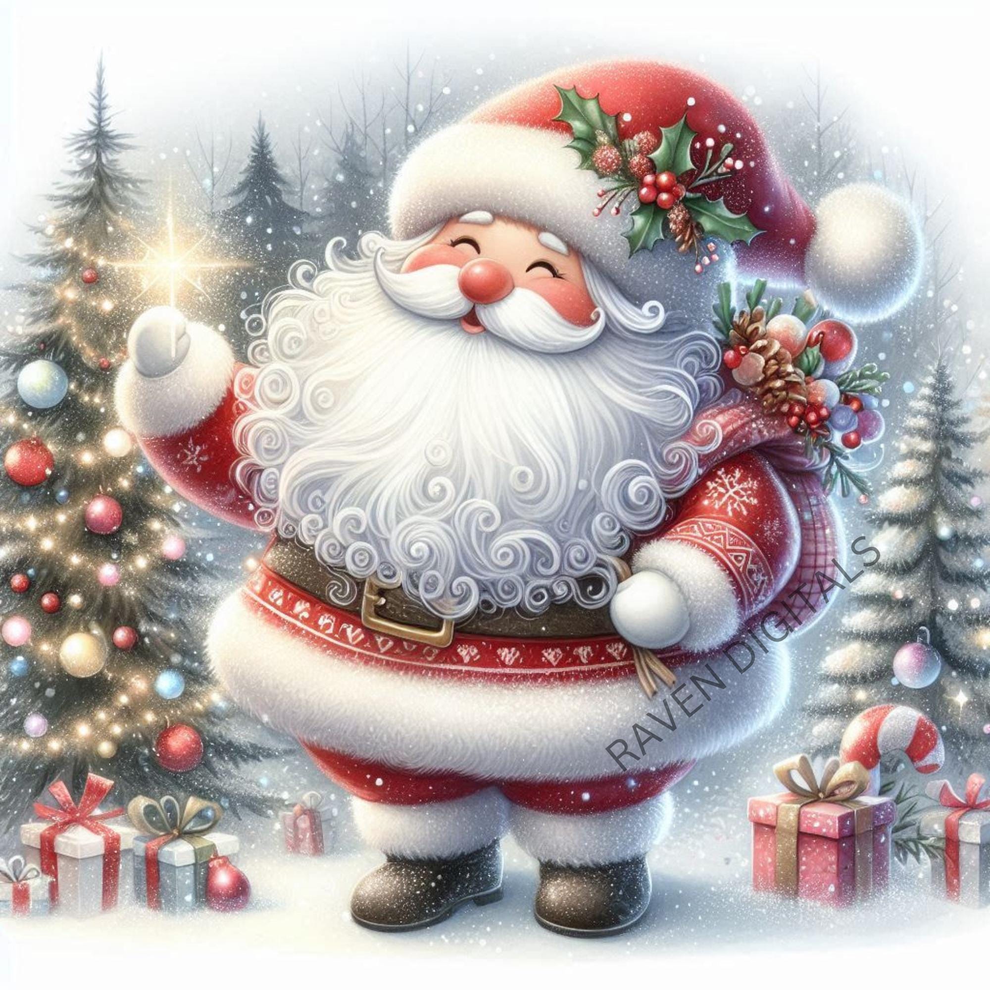 Christmas Clipart, Santa Clause PNG, North Pole, Watercolor Christmas ...