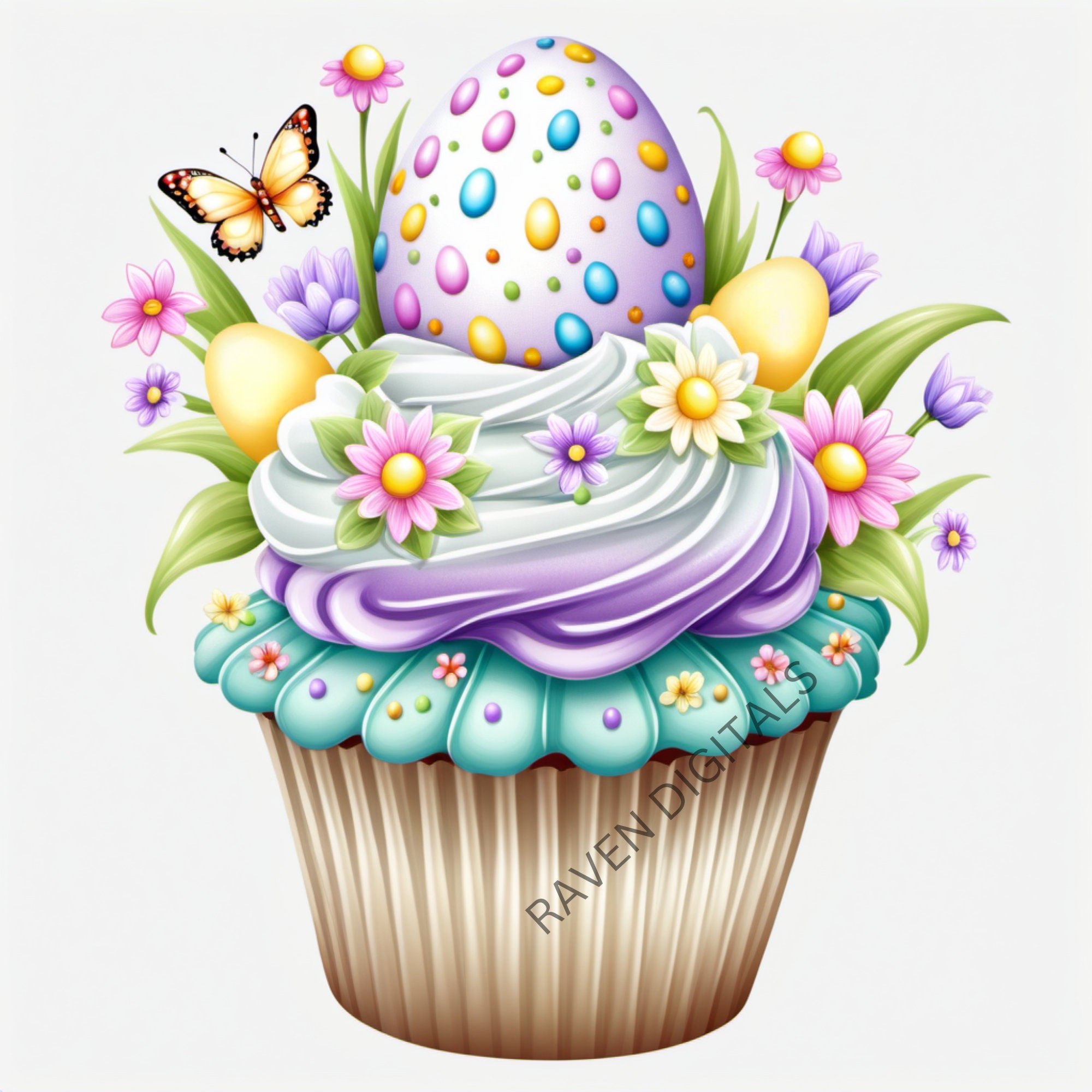 64 Easter Cupcakes PNG, SVG Cupcakes Transparent Clipart, Commercial ...
