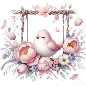 Bird Clipart Set: Floral Accent Illustrations (instant Download, 28 ...