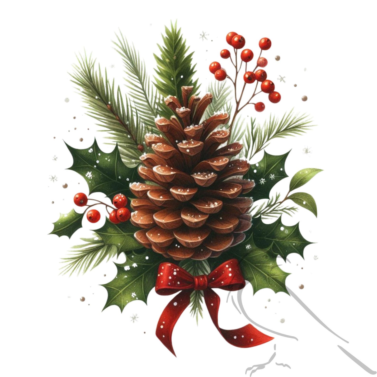Christmas Clipart, Christmas Pinecone PNG, 24 Commercial Use Designs ...
